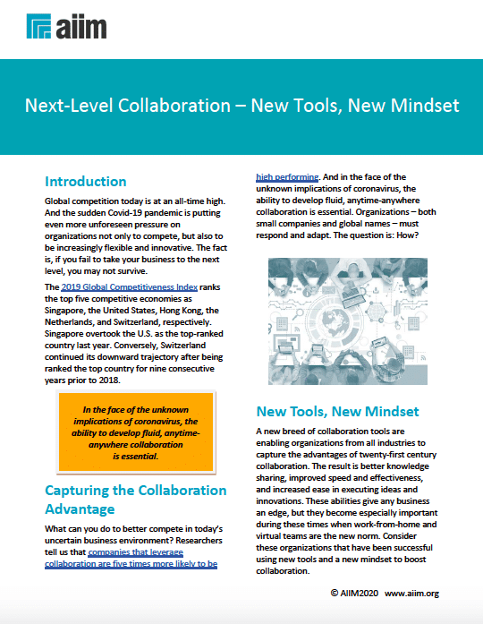 Next-Level Collaboration - New Tools, New Mindset Next-Level Collaboration - New Tools, New Mindset